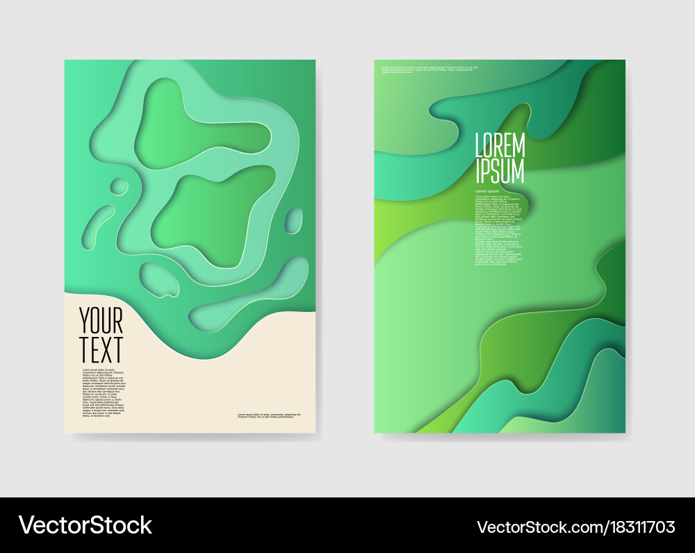 Abstract paper cut layered posters fluid shapes Vector Image
