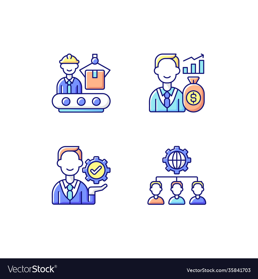 Company hierarchical structure rgb color icons set Company hierarchical structure rgb color icons set