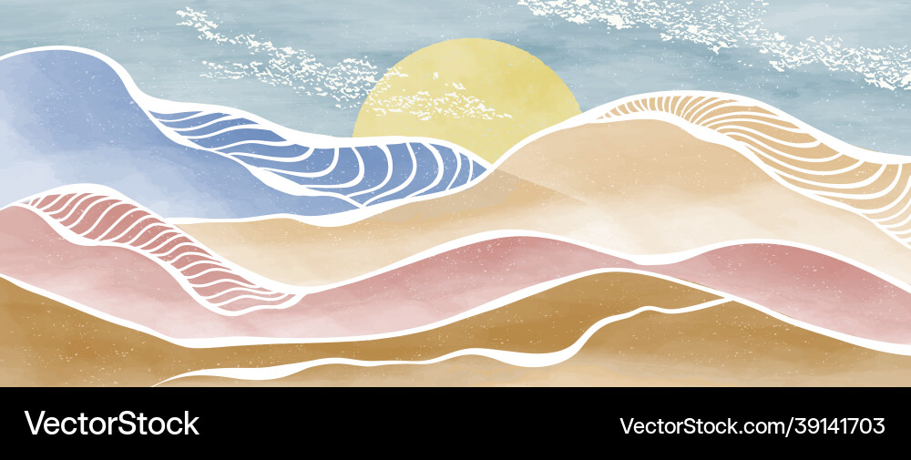 Creative minimalist modern paint and line art Vector Image