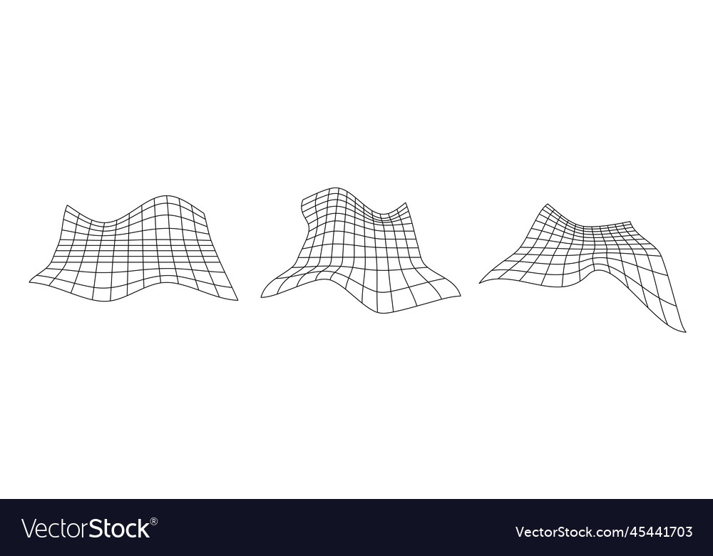 Distorted perspective grid set glitch rectangle Vector Image