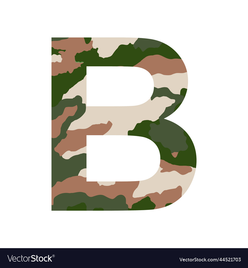 English alphabet letter b khaki style isolated Vector Image