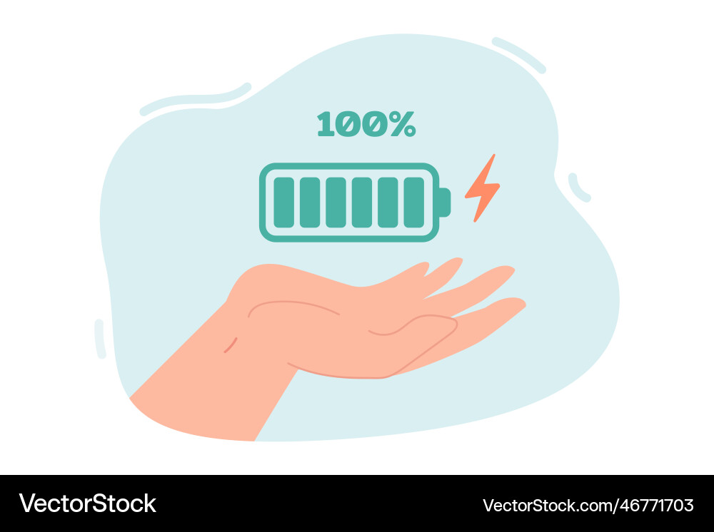 Human hand holding battery with high charge Vector Image