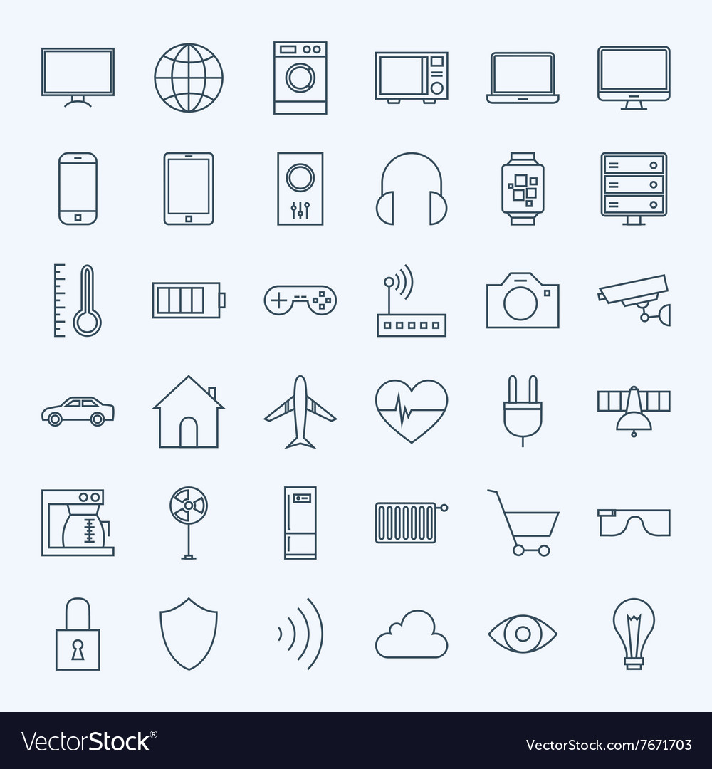 Line internet of things icons set Royalty Free Vector Image