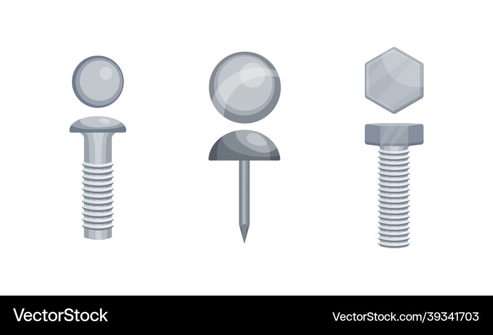 Metal fastener and nail as small object Royalty Free Vector