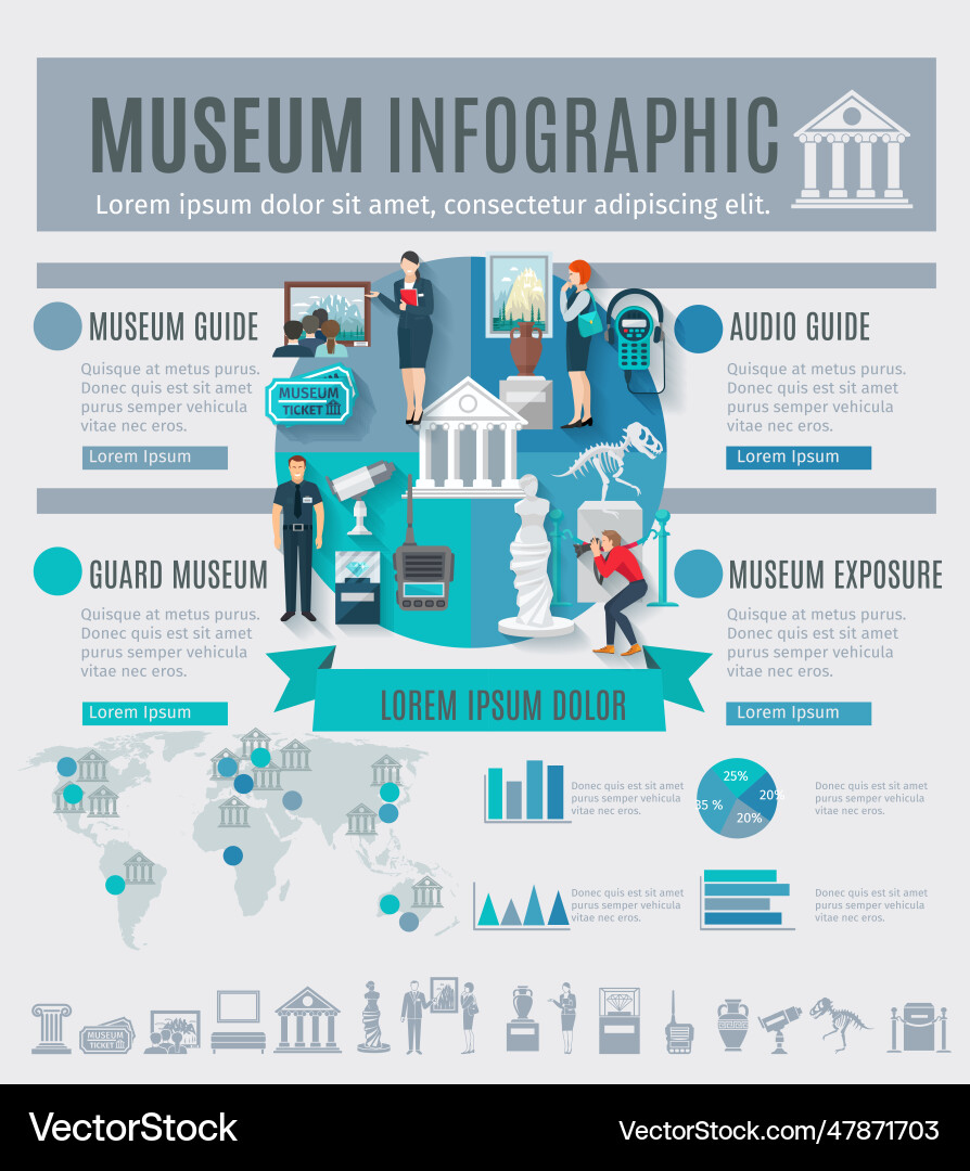 Museum infographics set museum infographics set Vector Image