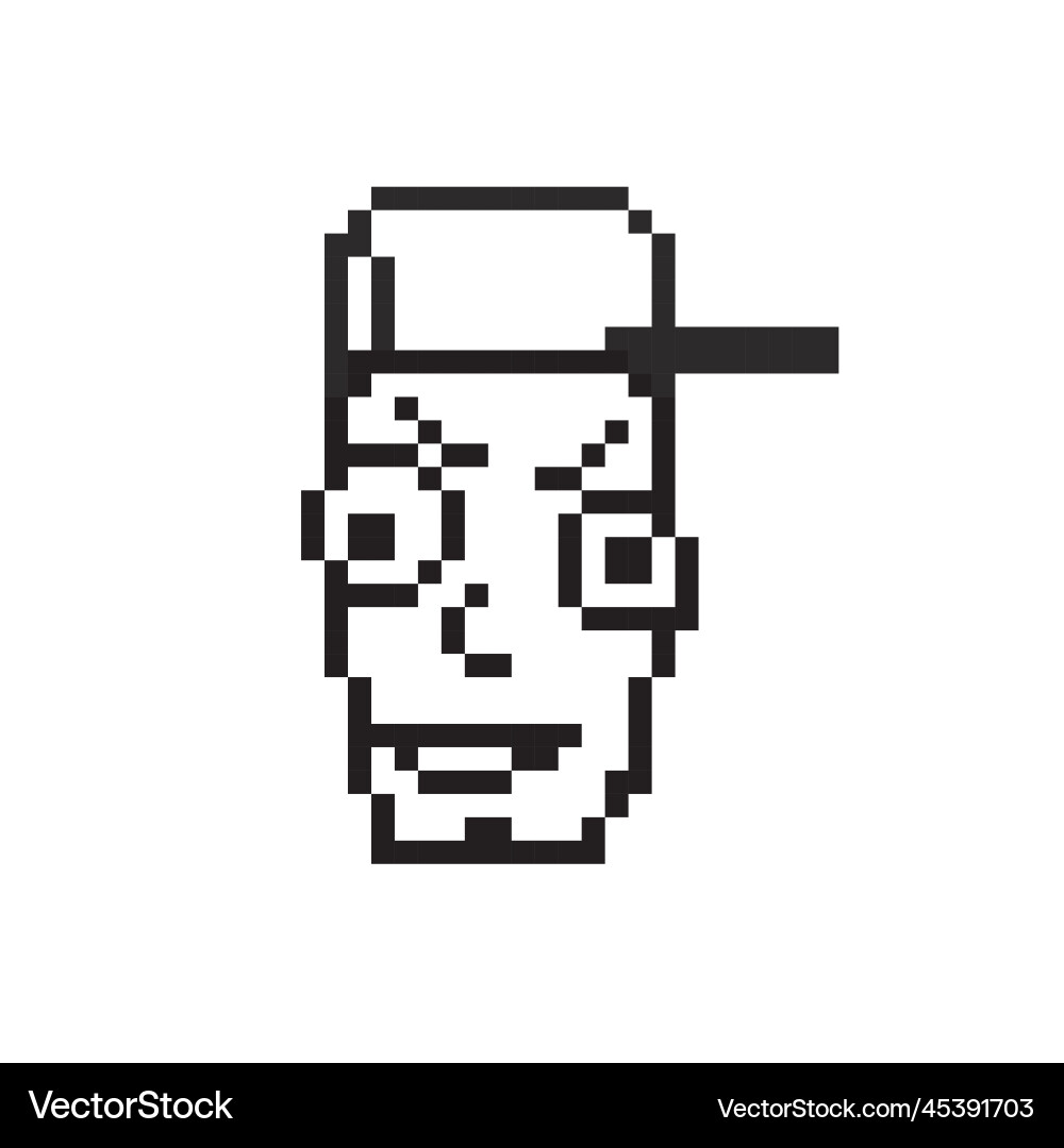 Pixel art - face of man rapper Royalty Free Vector Image