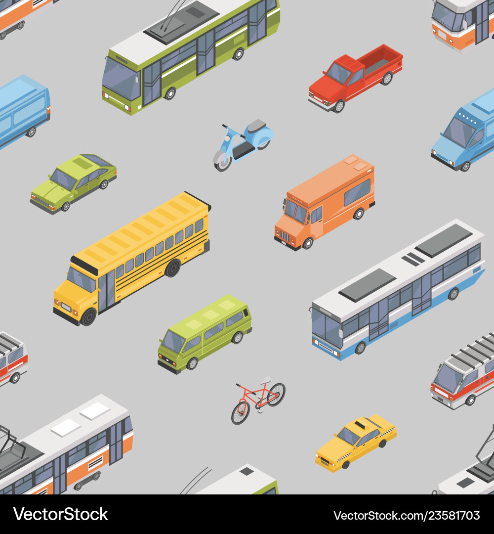 Seamless pattern with motor vehicles of various Vector Image