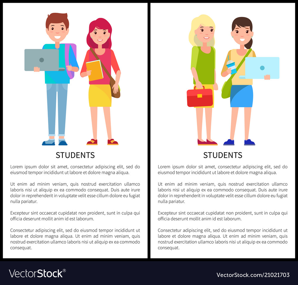 Students poster text samples Royalty Free Vector Image