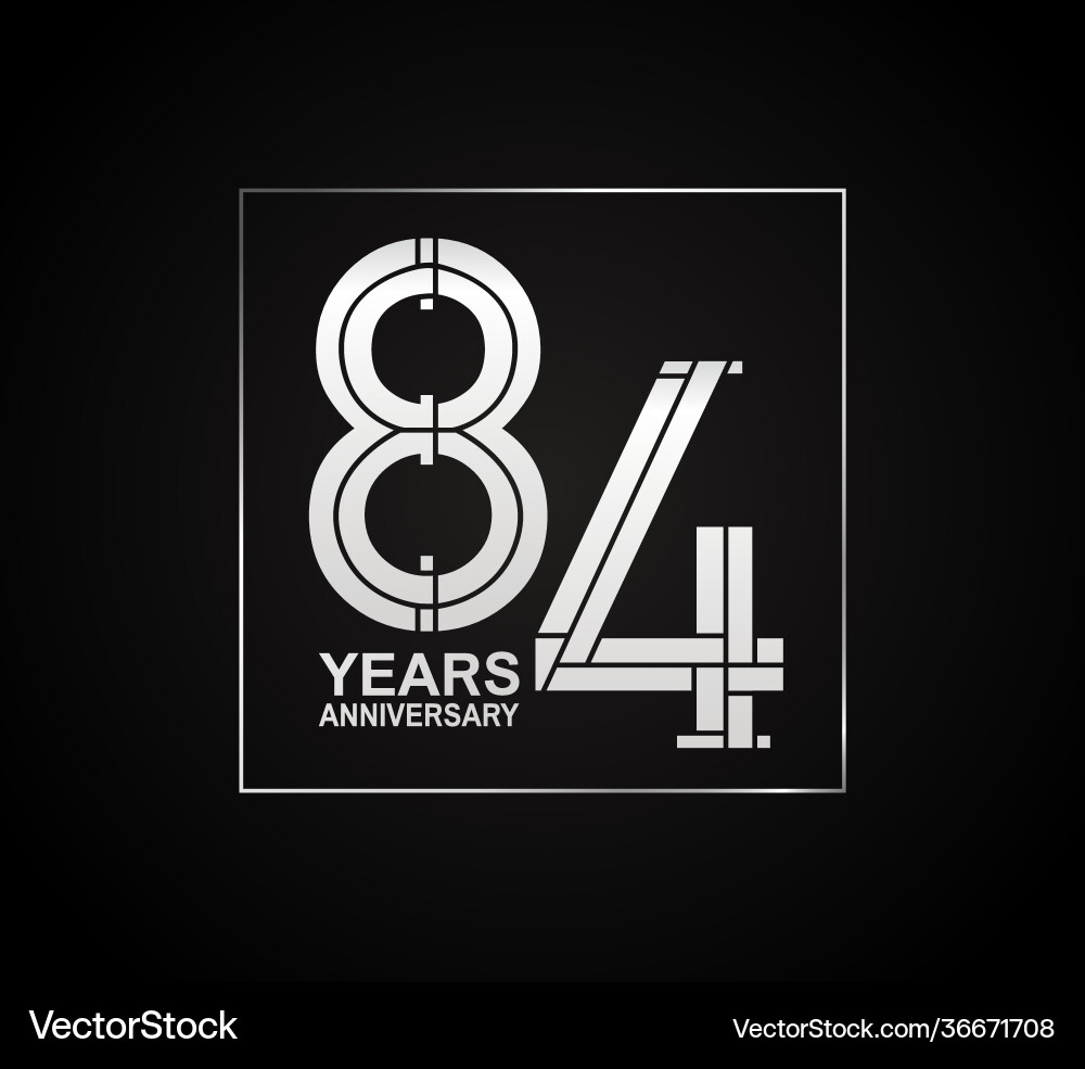 84 years anniversary logotype with cross hatch Vector Image