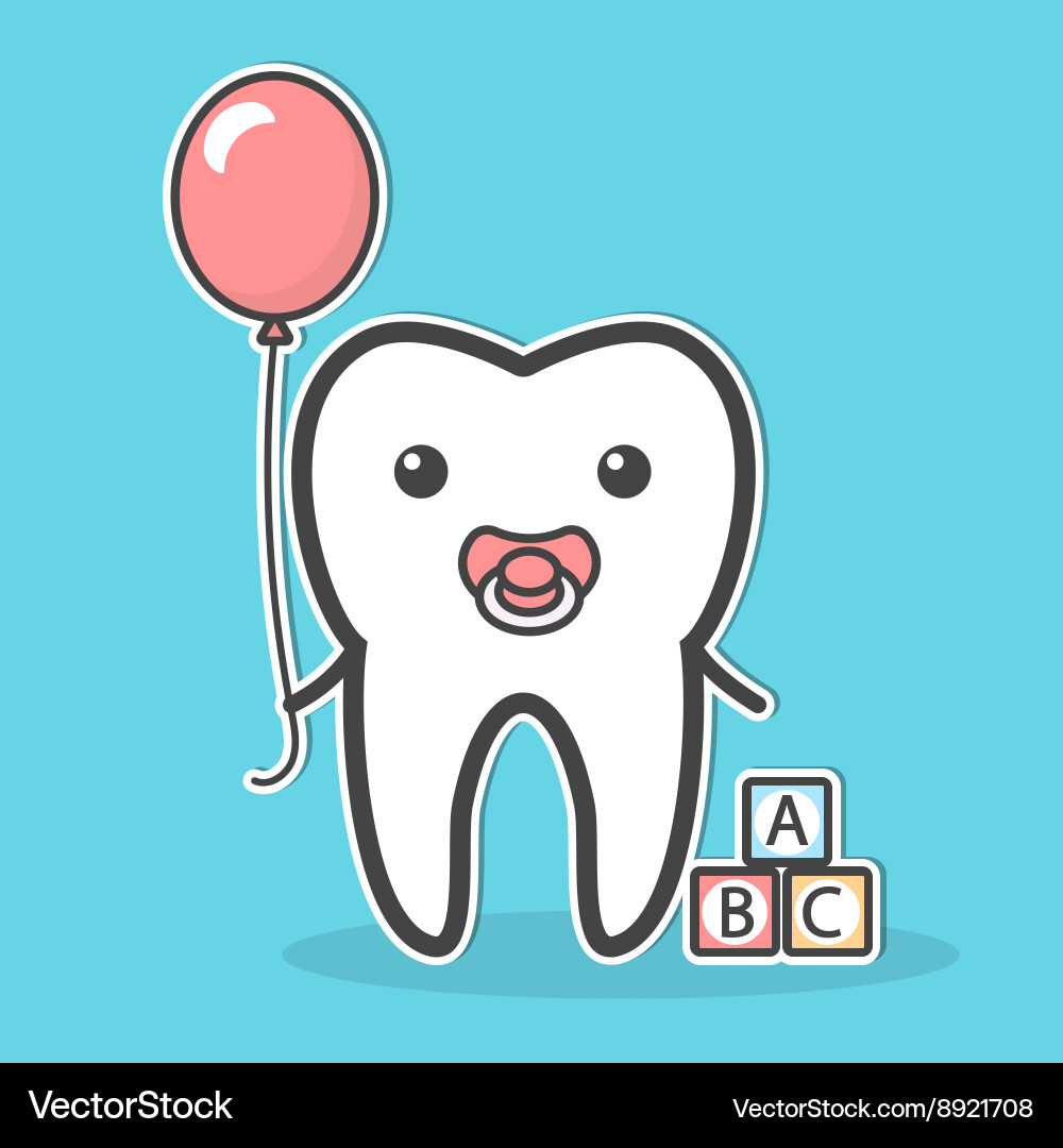Babytooth with soother and balloon Royalty Free Vector Image