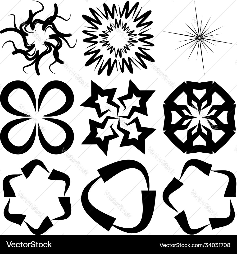 Black abstract contour outline logo shape design Vector Image