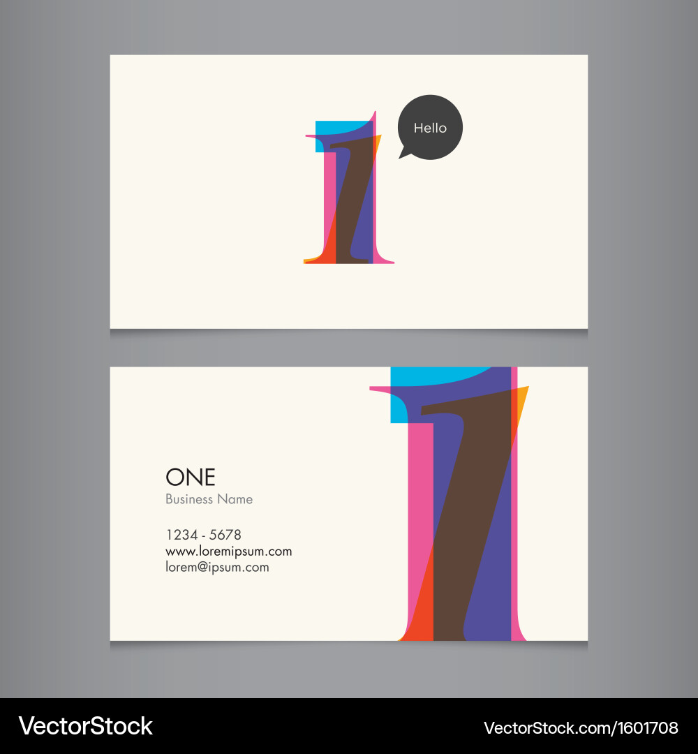 Business card with number 1 Royalty Free Vector Image