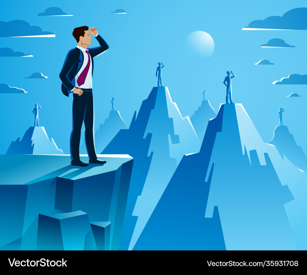 Businessman looking for opportunities standing Vector Image