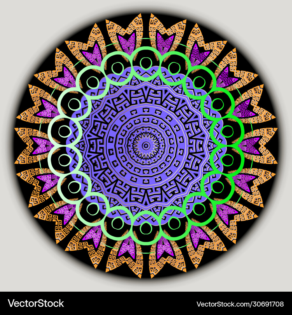 Colorful greek mandala pattern ornamental Vector Image