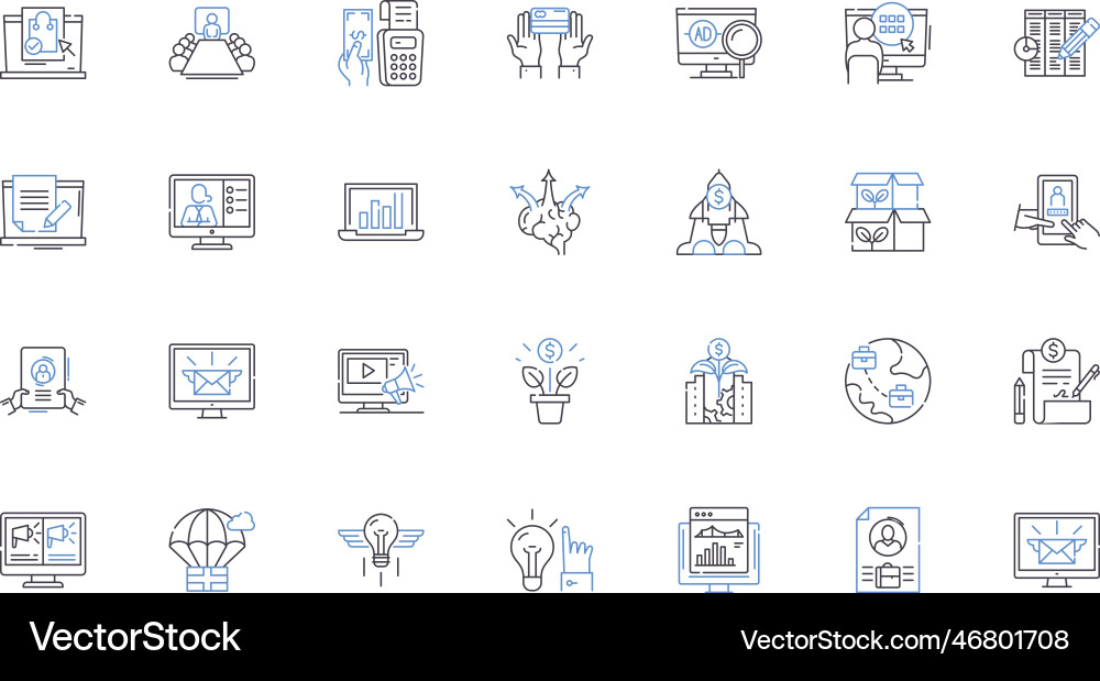 Creative endeavor line icons collection Royalty Free Vector