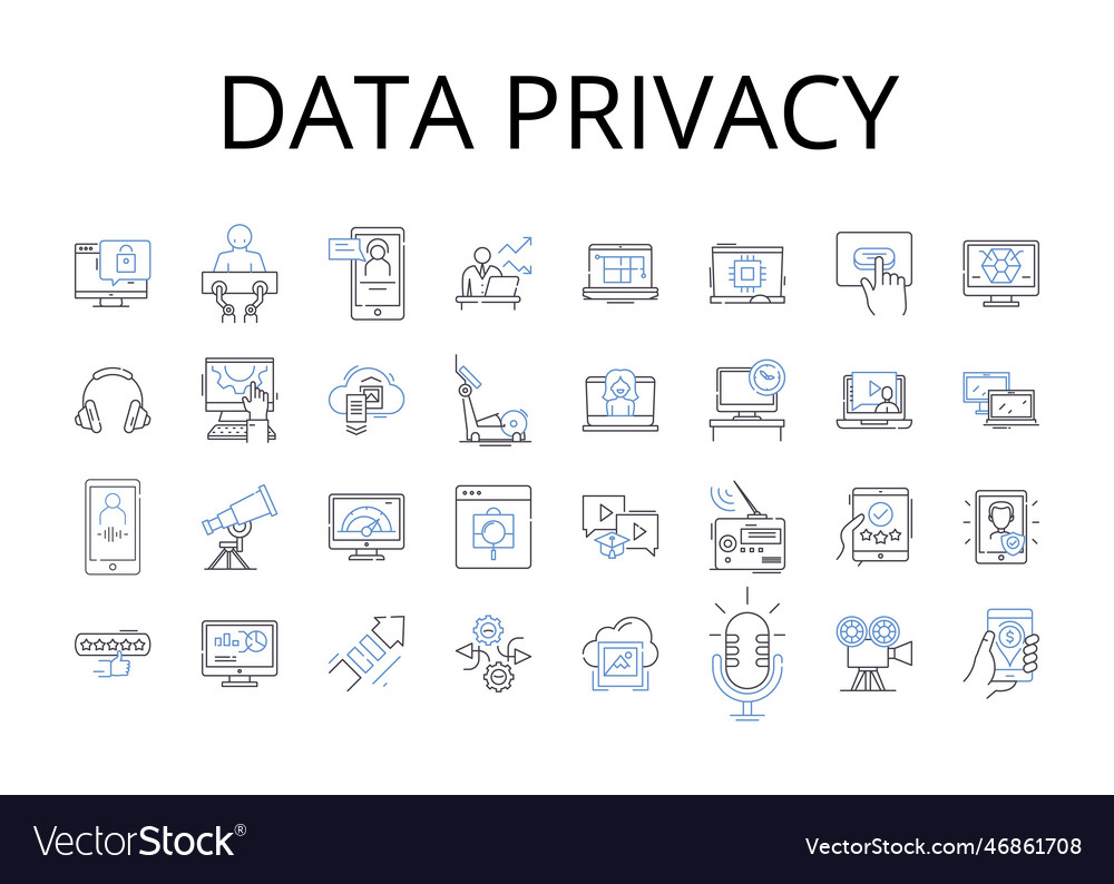 Data privacy line icons collection personal Vector Image Data privacy line icons collection personal Vector Image