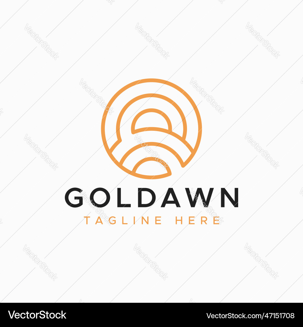 Dawn and sunrise line circle logo Royalty Free Vector Image