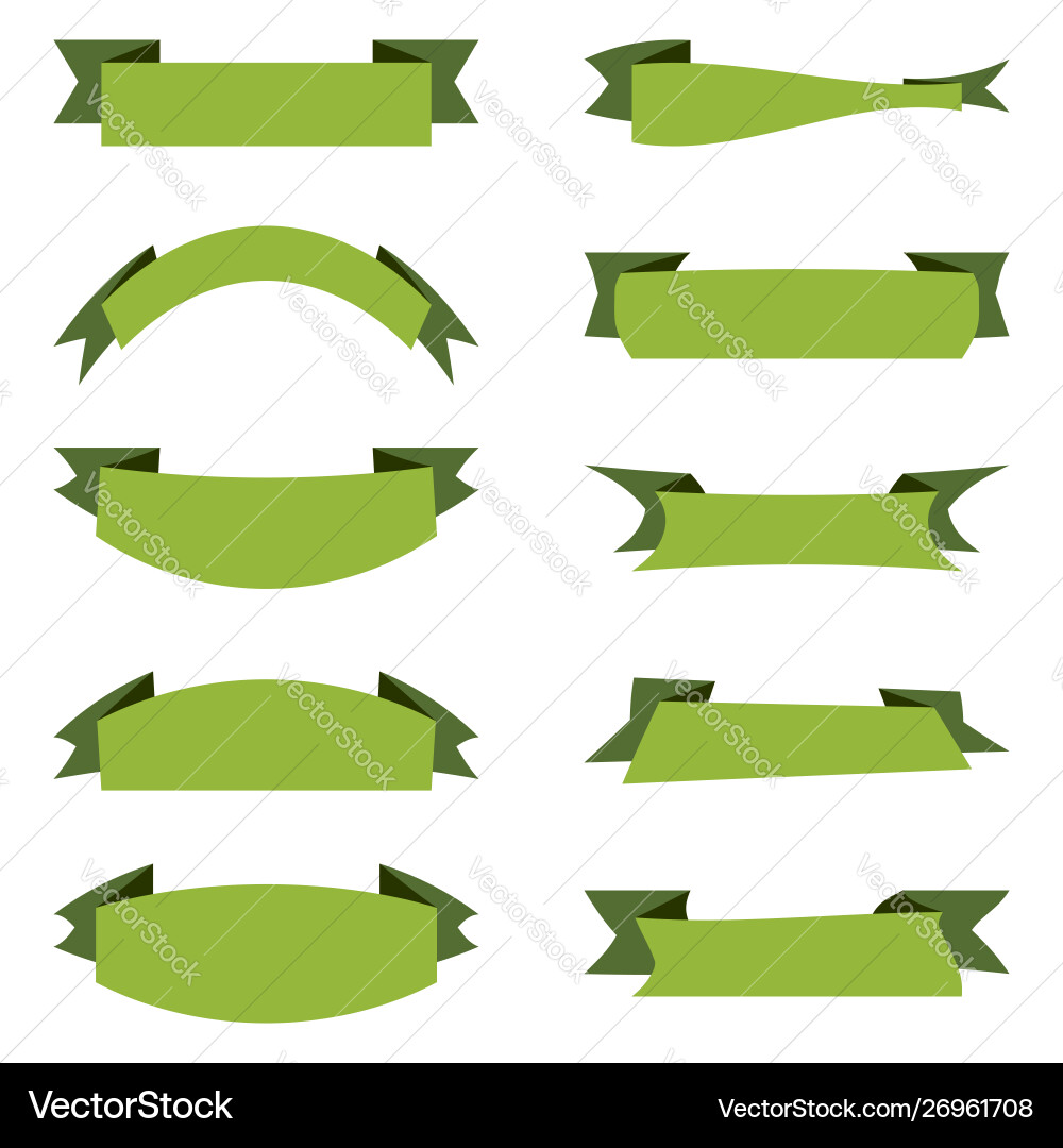 Design collection green ribbons banners Royalty Free Vector