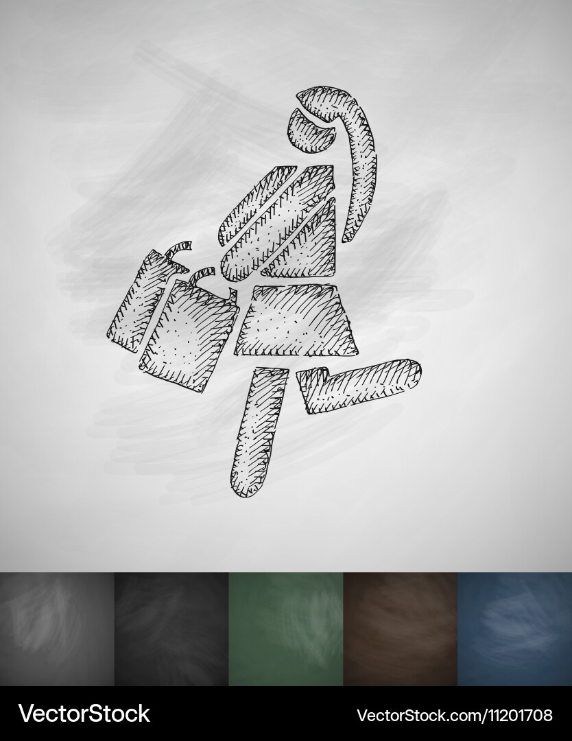 Girl with packages icon hand drawn Royalty Free Vector Image