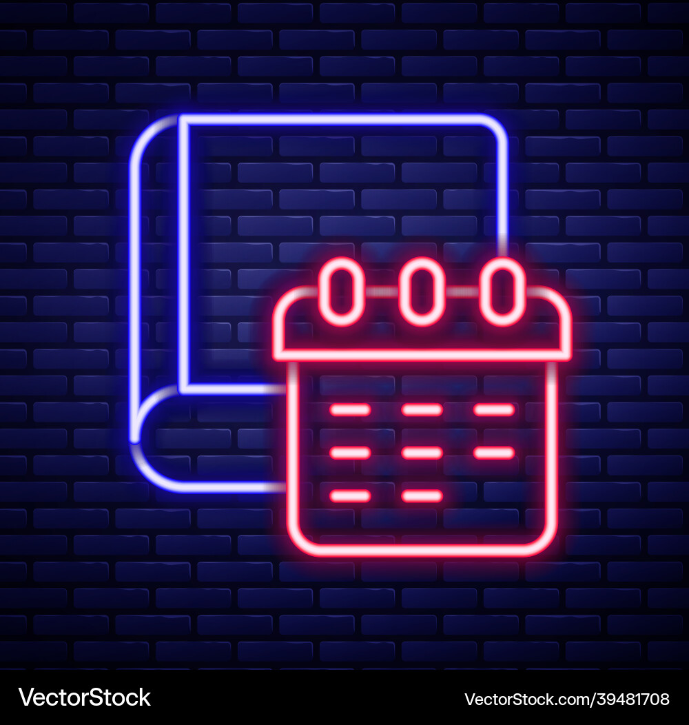 Glowing neon line daily paper notepad icon Vector Image
