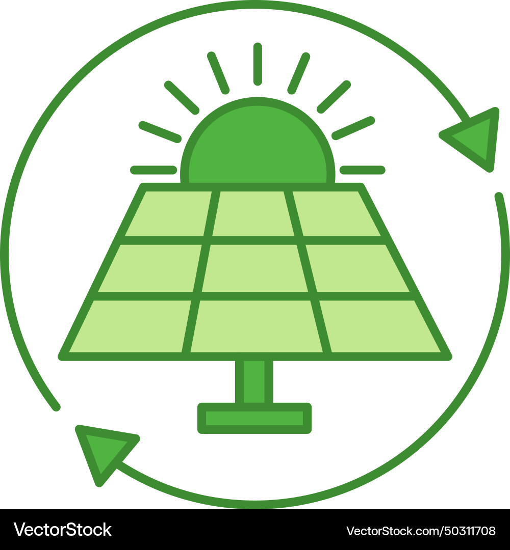 Green solar power icon of interaction Royalty Free Vector