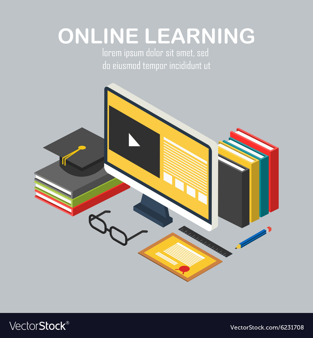 Isometric linear e-learning Royalty Free Vector Image
