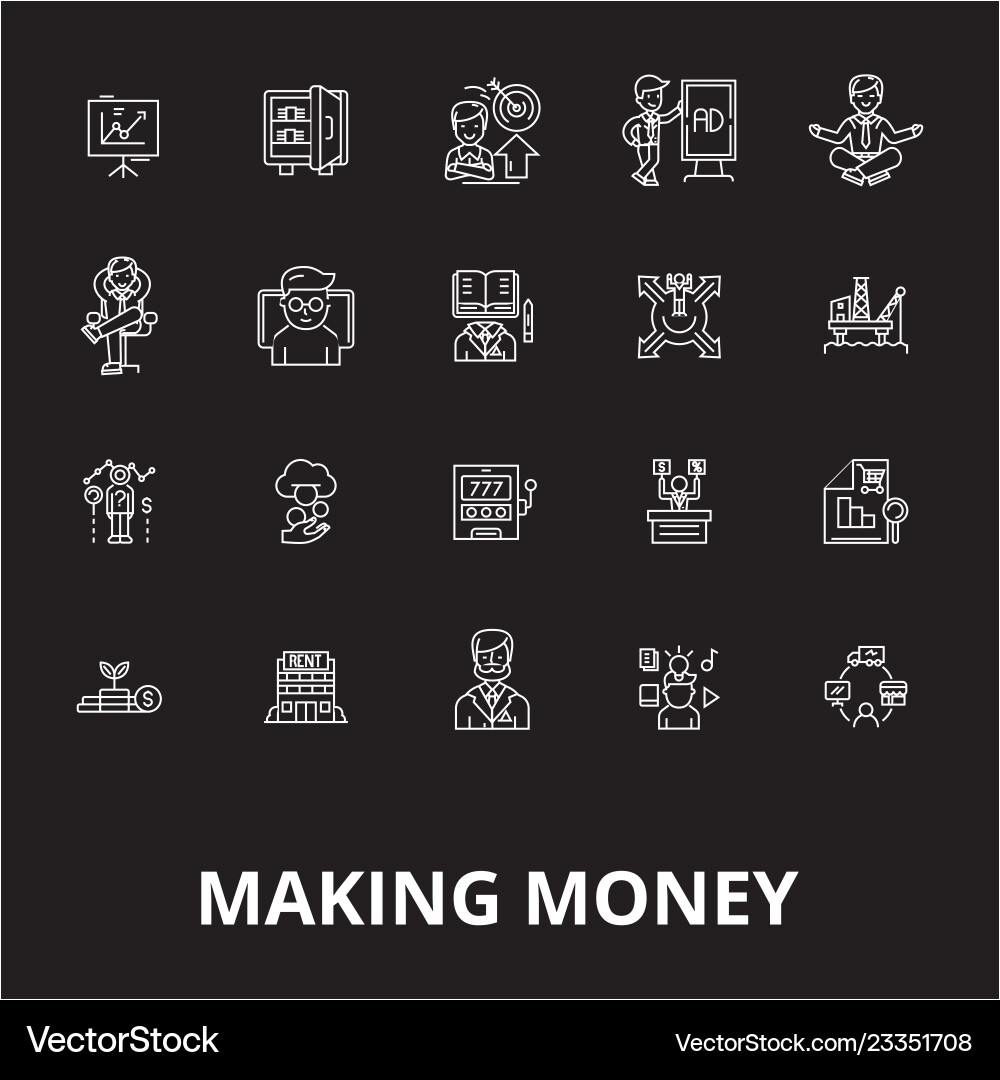 Making money editable line icons set on Royalty Free Vector