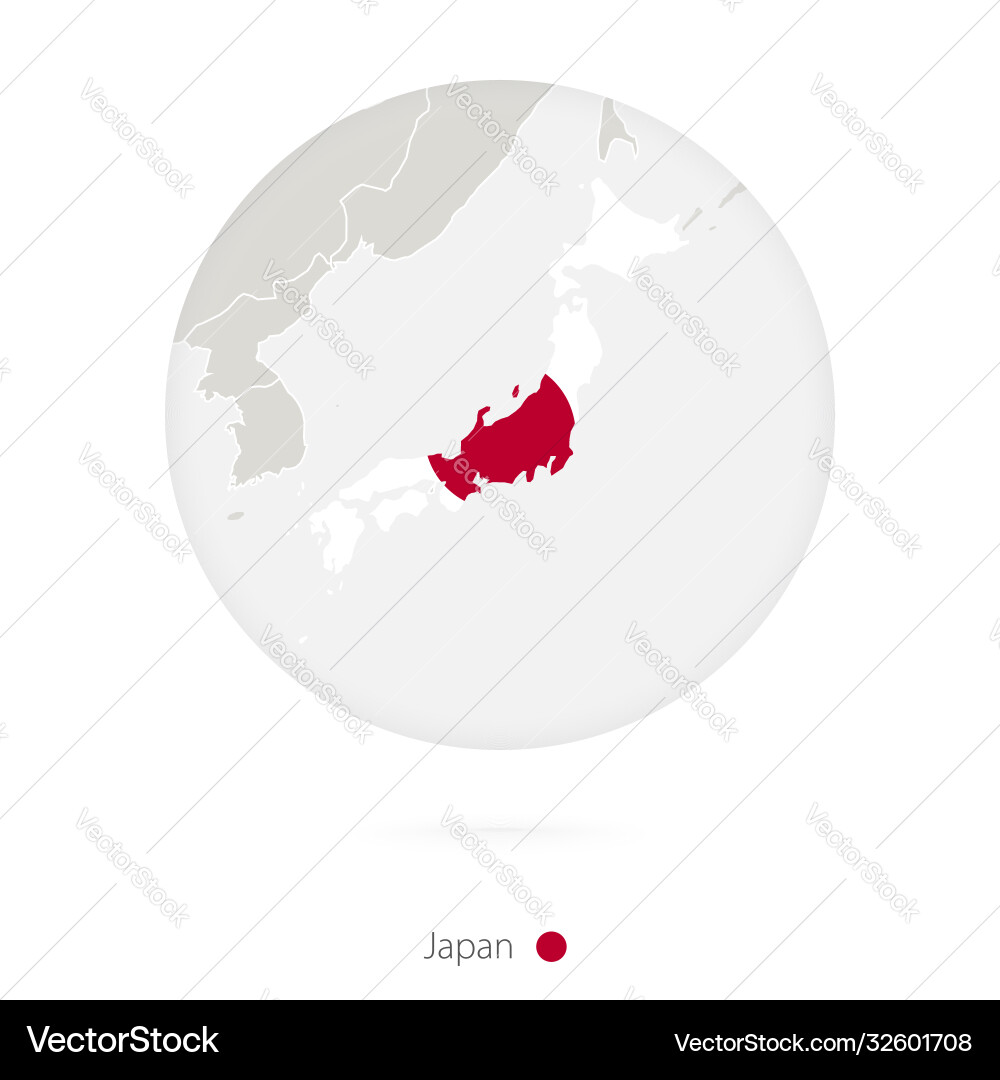Map japan and national flag in a circle Royalty Free Vector
