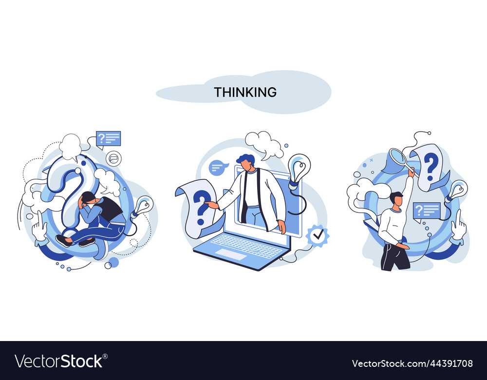Problem solving concept man wondering or thinking Vector Image