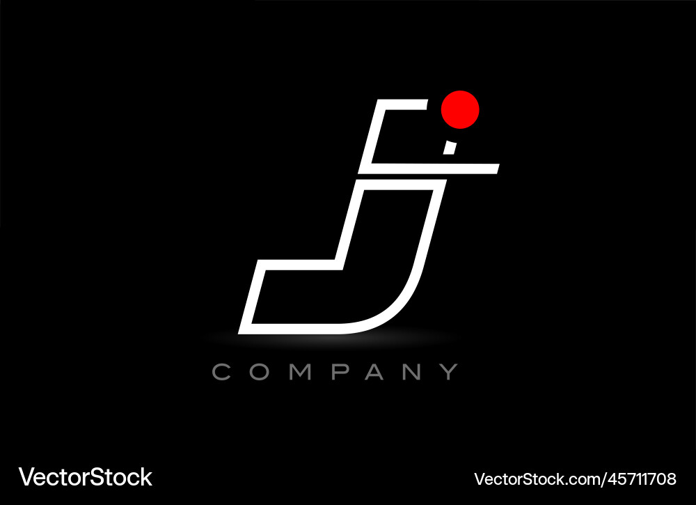 Red dot j alphabet letter logo icon design Vector Image