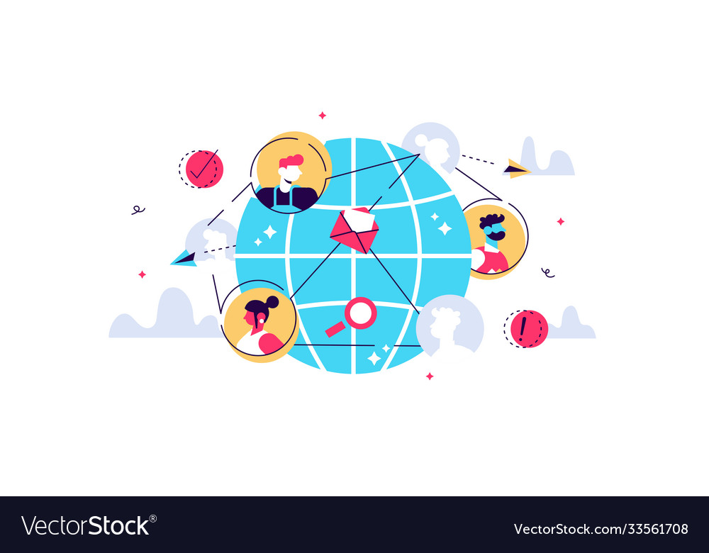 Social community flat tiny Royalty Free Vector Image