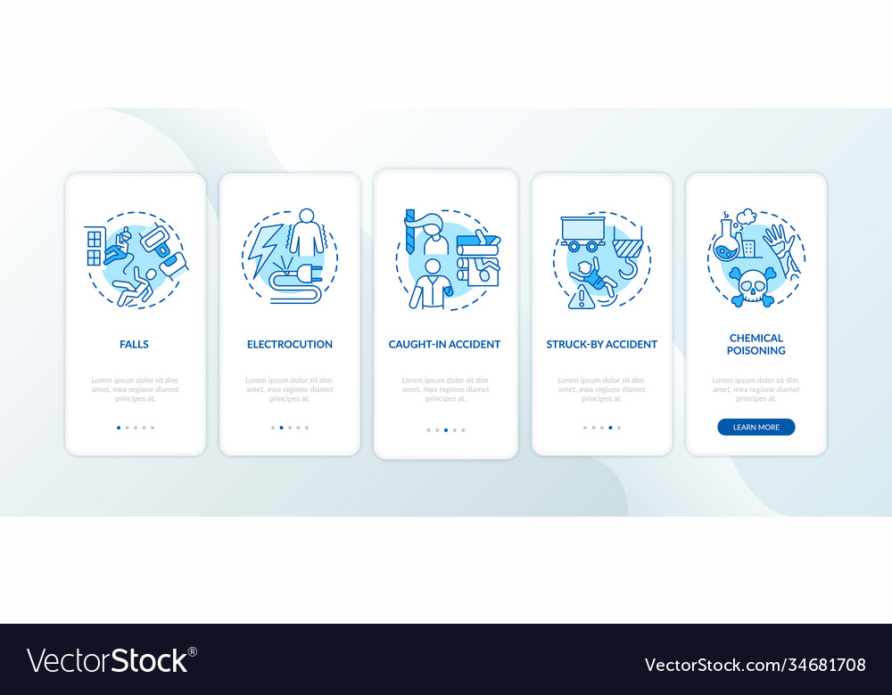 Work Related Injuries Onboarding Mobile App Page Vector Image