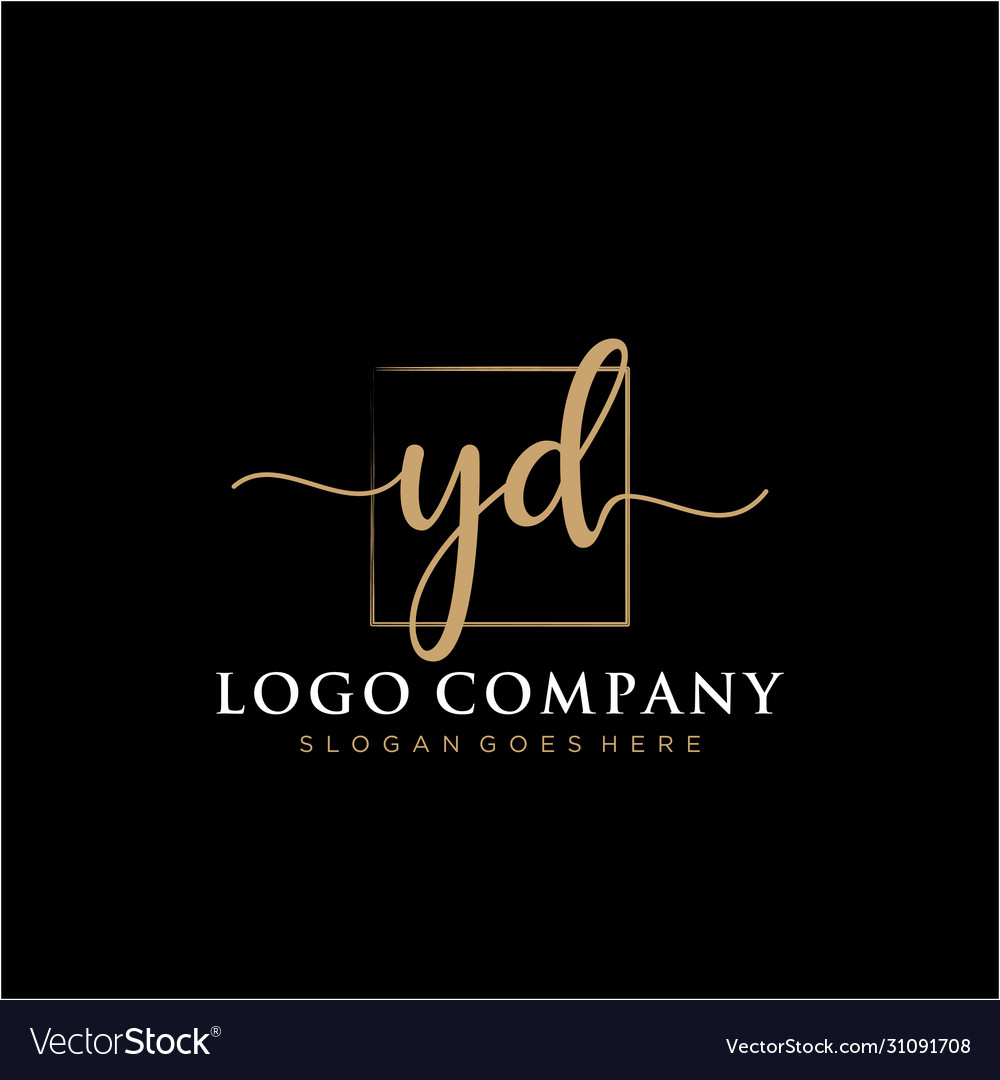 Yd initial handwriting logo with rectangle Vector Image