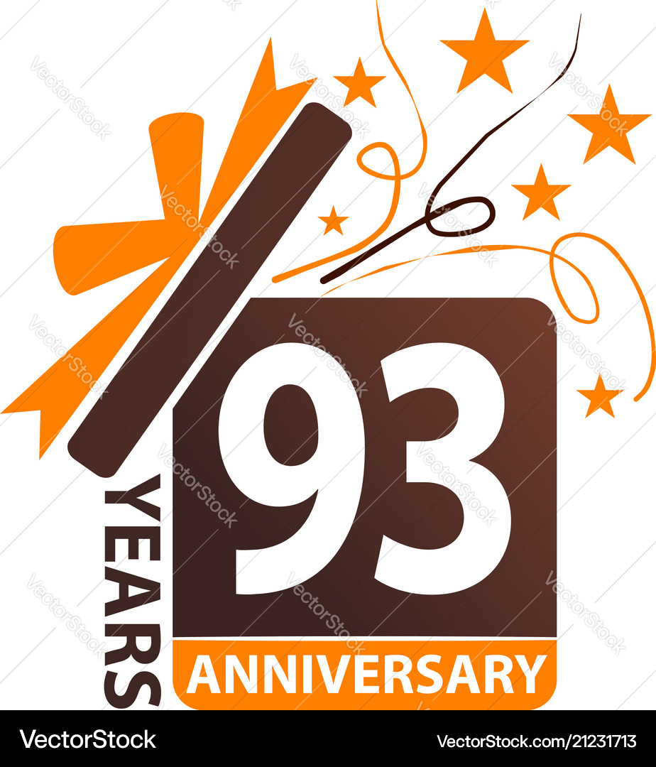 93 years gift box ribbon anniversary Royalty Free Vector