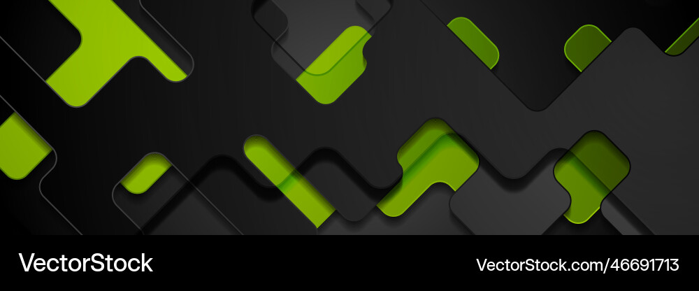 Black and green glossy geometric abstract Vector Image