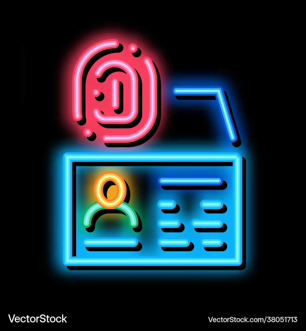 Fingerprint scan neon glow icon Royalty Free Vector Image