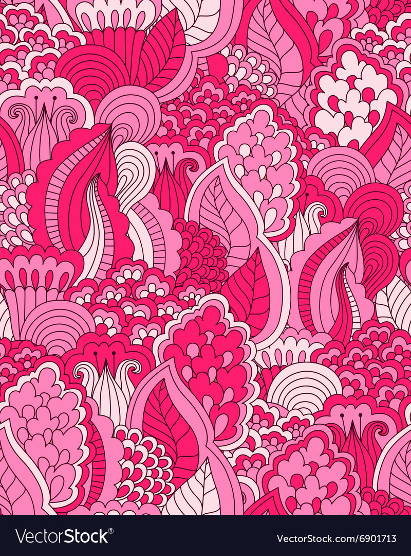 Hand drawn seamless pattern with floral elements Vector Image