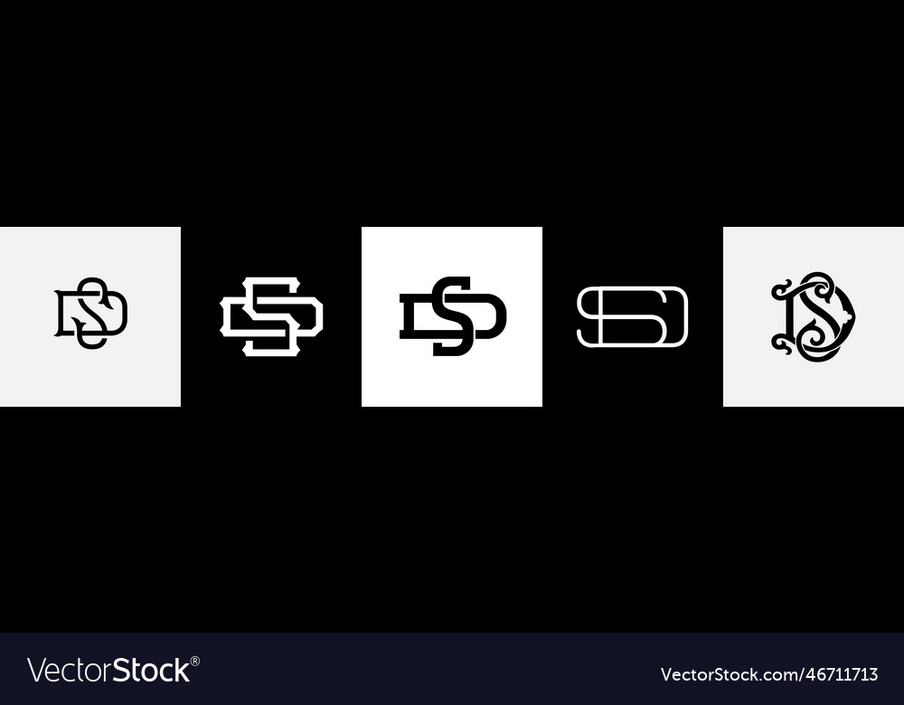 Initial letters sd monogram logo design bundle Vector Image