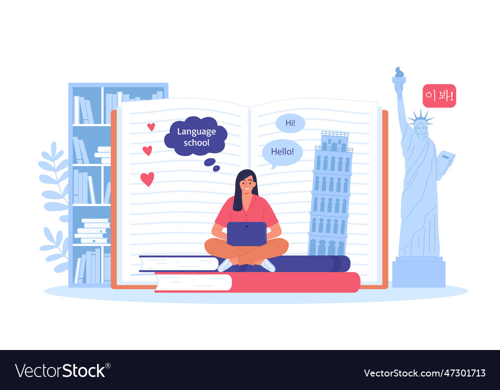 Language course composition Royalty Free Vector Image