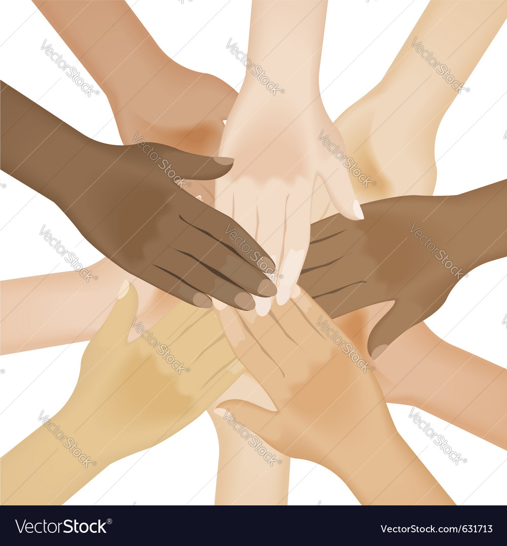 Multiracial human hands Royalty Free Vector Image