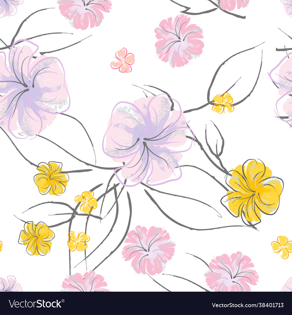 Pink flowers blooming pattern pastel watercolor Vector Image