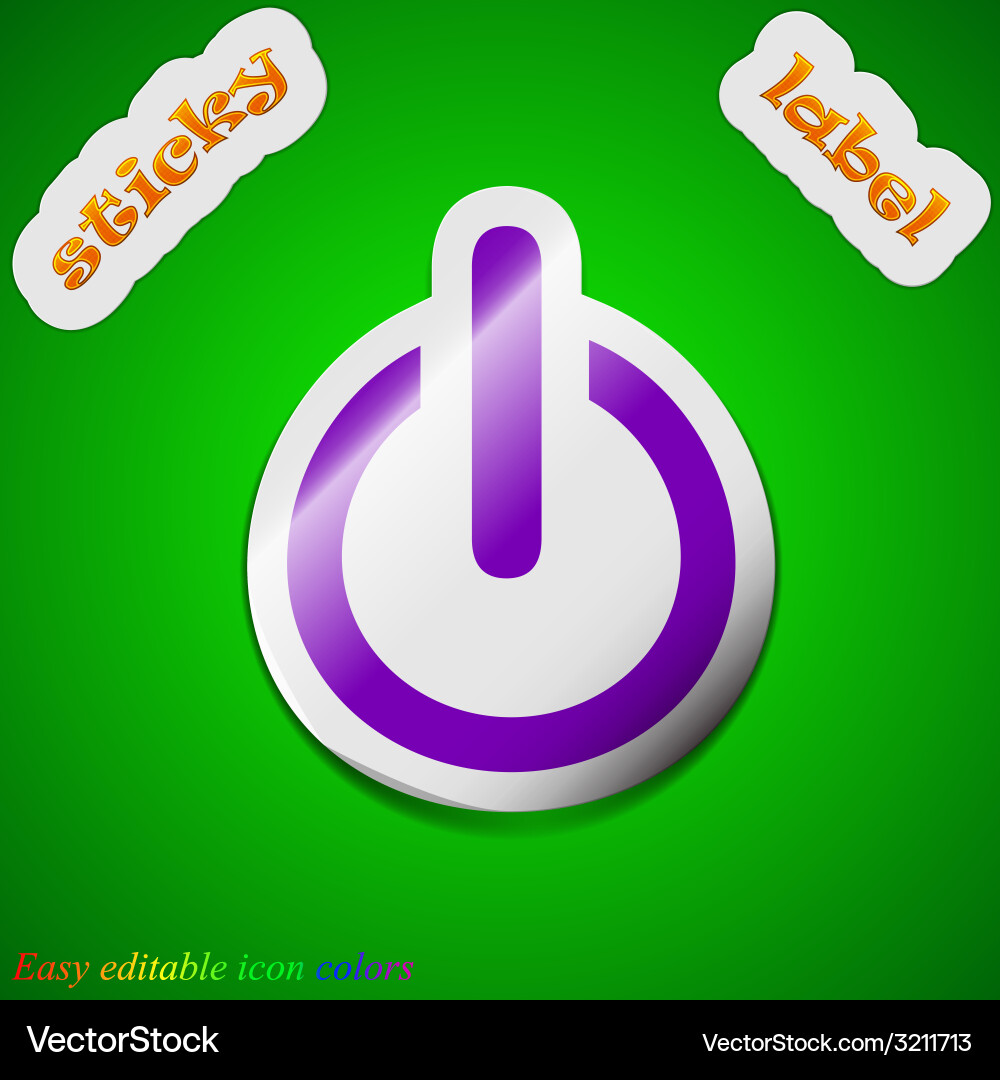 Power icon sign symbol chic colored sticky label Vector Image