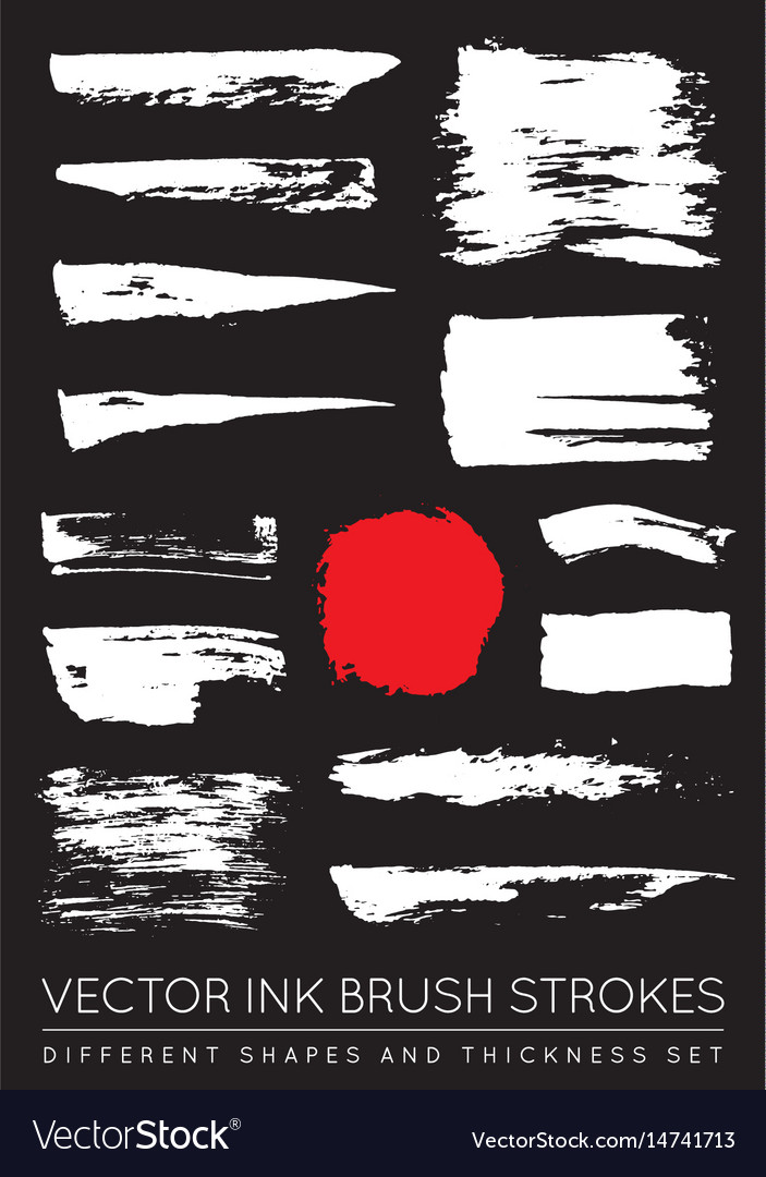 Set black pen ink brush strokes grunge ink brush Vector Image