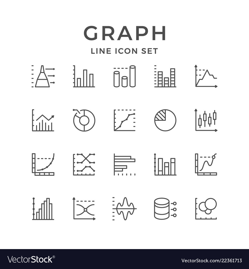 Set line icons graph and diagram Royalty Free Vector Image