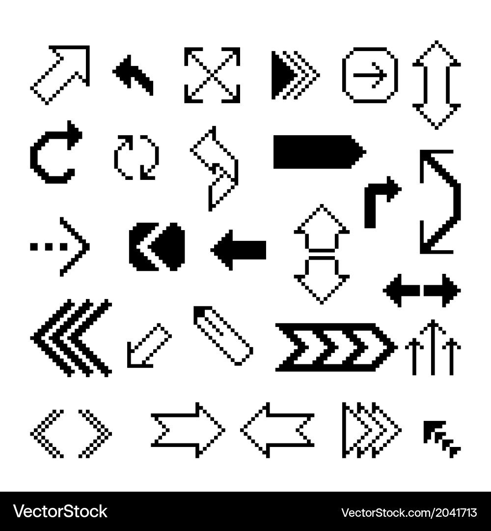Set of pixel arrow symbol Royalty Free Vector Image