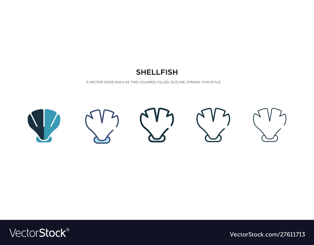 Shellfish icon in different style two colored Vector Image