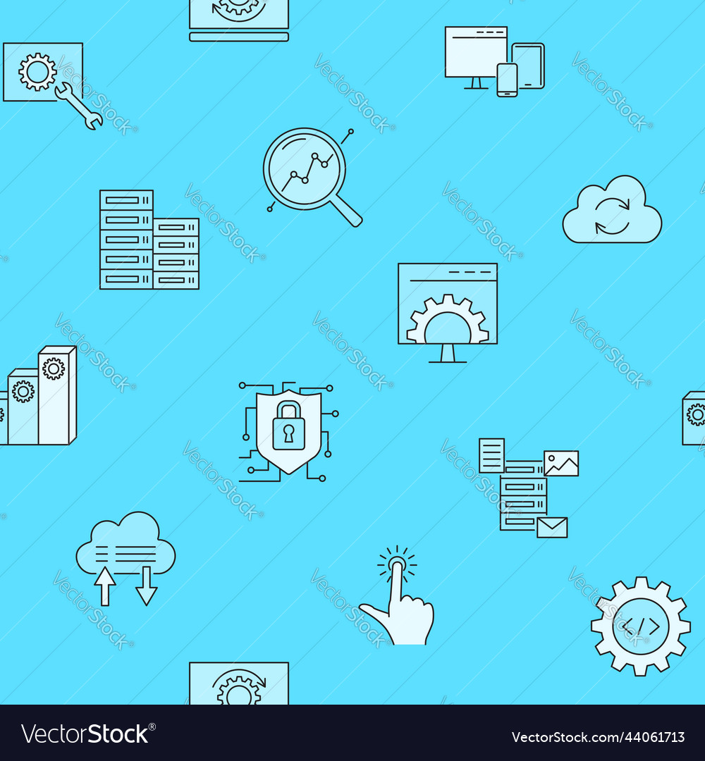 Software seamless pattern in colored line style Vector Image