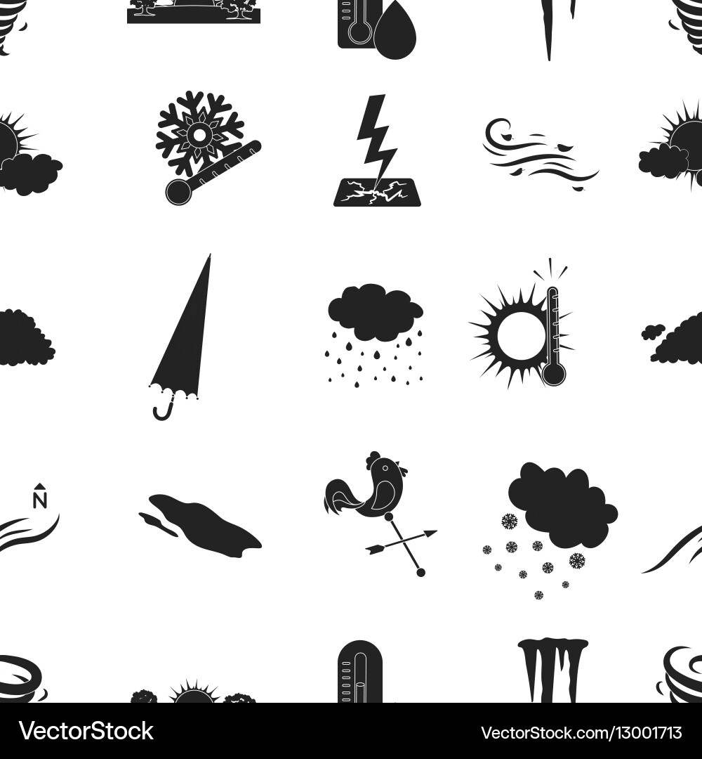Weather pattern icons in black style big Vector Image
