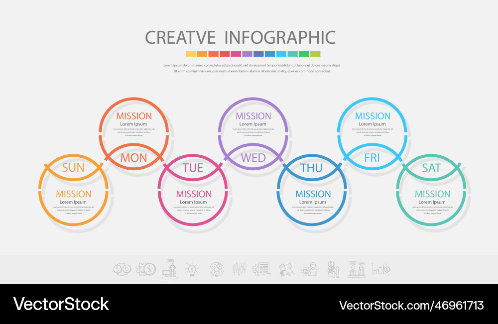 Week timeline diagram calendar 7 day Royalty Free Vector