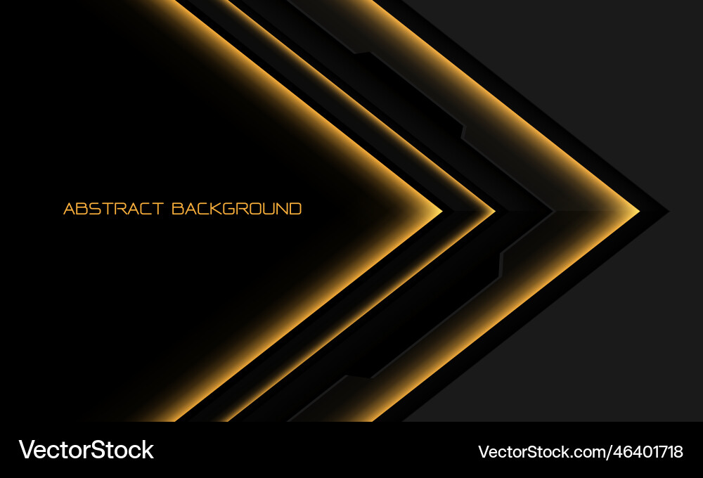 Abstract yellow glossy black cyber arrow Vector Image